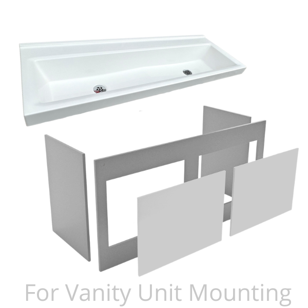 Solid Surface Wash Trough 1200mm For Cabinet or Underframe Mounting